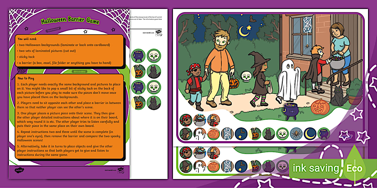 Halloween Barrier Game (Teacher-Made) - Twinkl