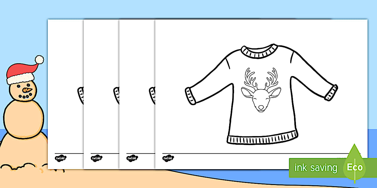 Christmas Jumper Colouring Pages (teacher made) - Twinkl