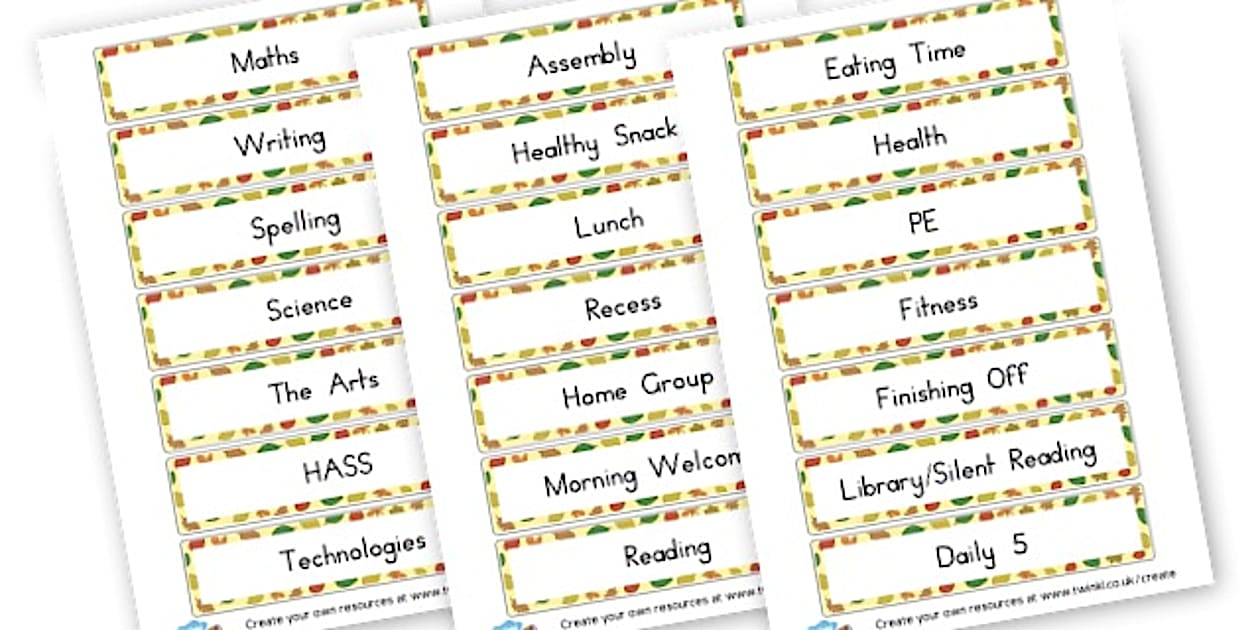 Time Table (teacher made) - Twinkl