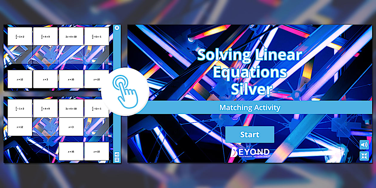 👉 Solving Linear Equations Matching Activity - Silver