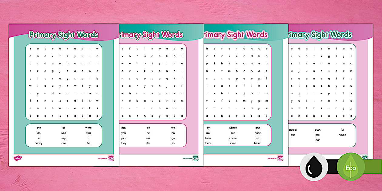 Wordsearch for Kindergarten Sight Words - Twinkl