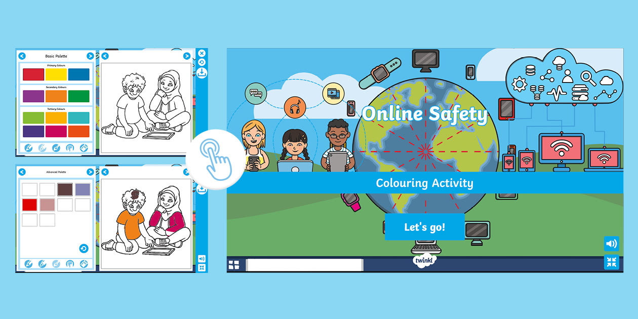 Online Safety Interactive Colouring Twinkl - Twinkl