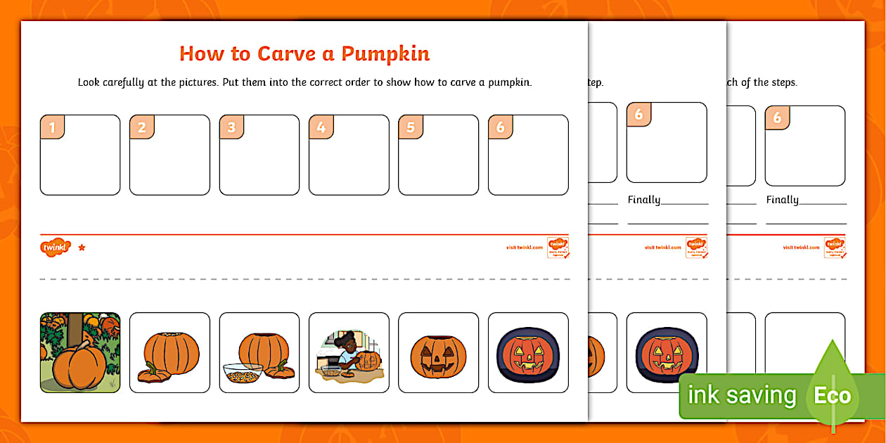 How to Carve a Pumpkin Sequencing Activity (teacher made)