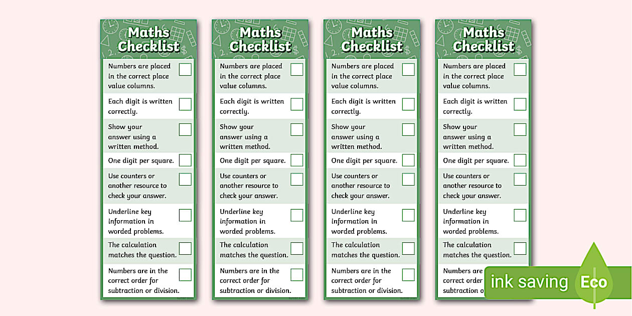 👉 Maths Learning Checklist Bookmark - Twinkl
