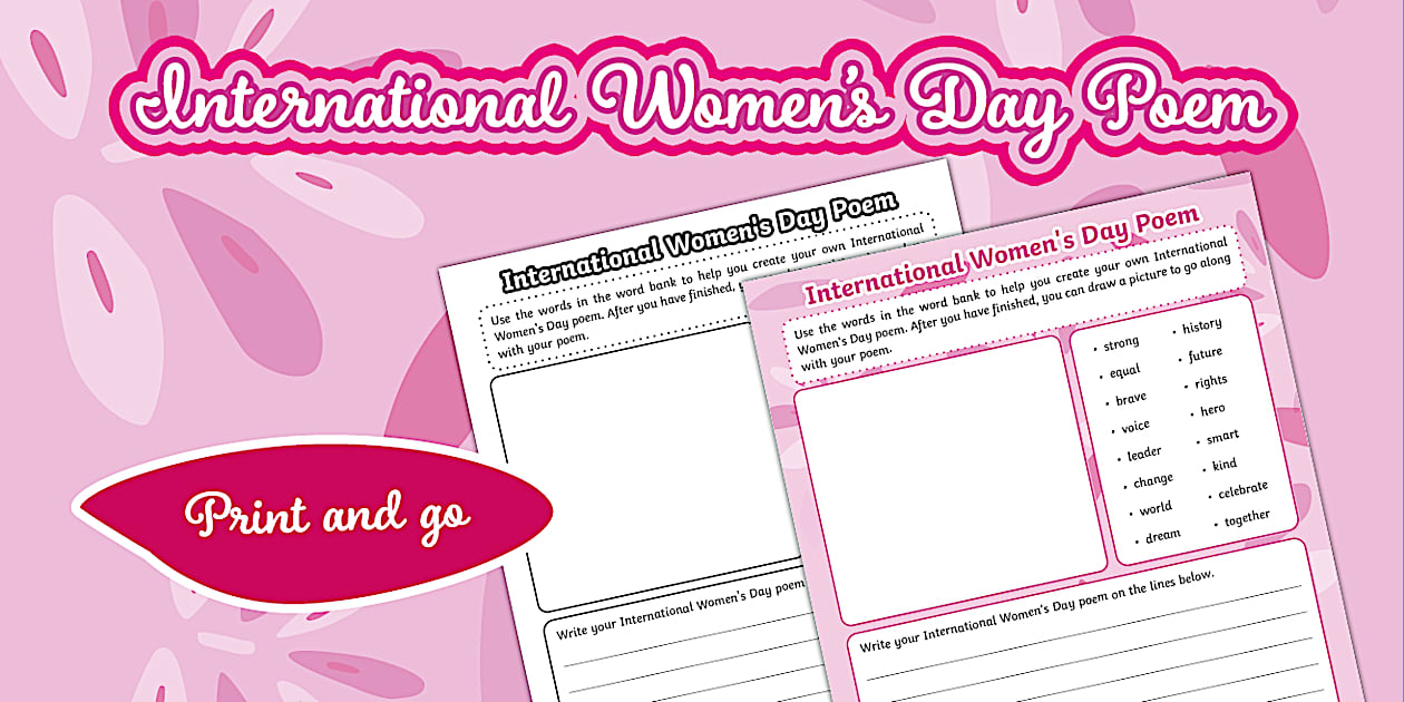 International Women's Day Poem Writing Worksheet