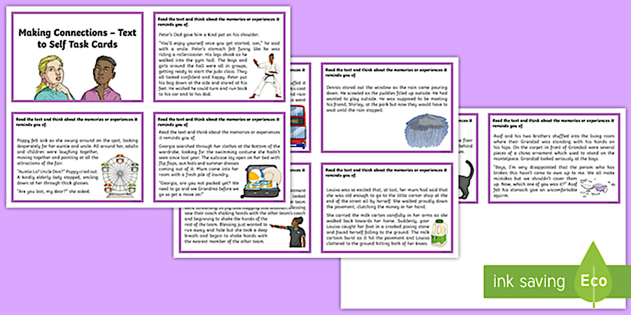 Making Connections: Text-to-Self Task Cards - Twinkl