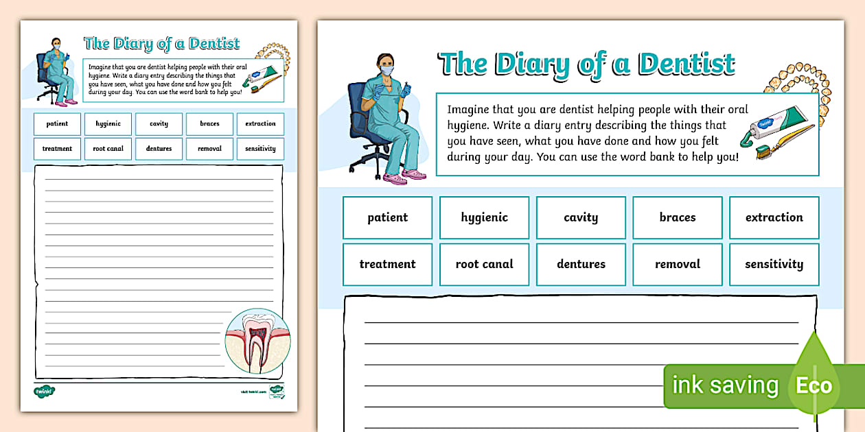 The Diary of a Dentist Writing Frame (teacher made) - Twinkl