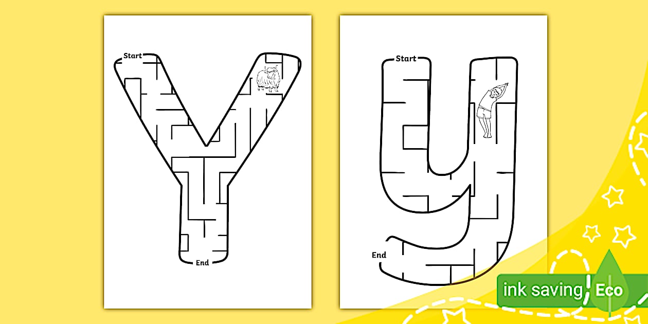 Alphabet Maze Yy (teacher made) - Twinkl