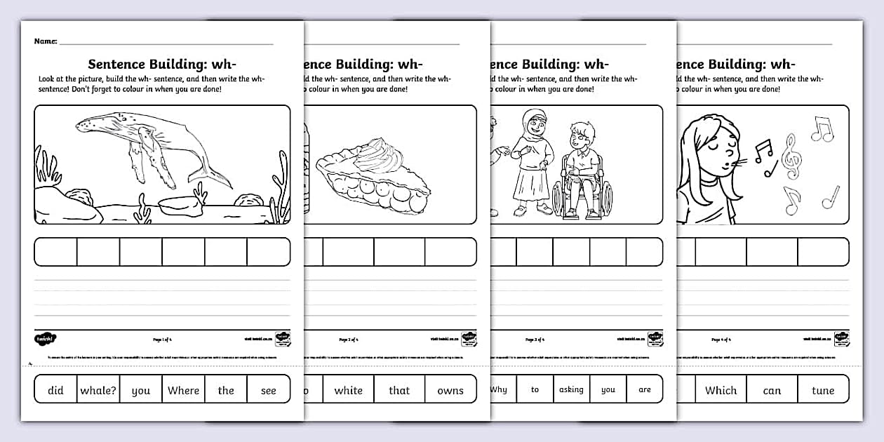Phonics Sentence Building: wh- (teacher made) - Twinkl