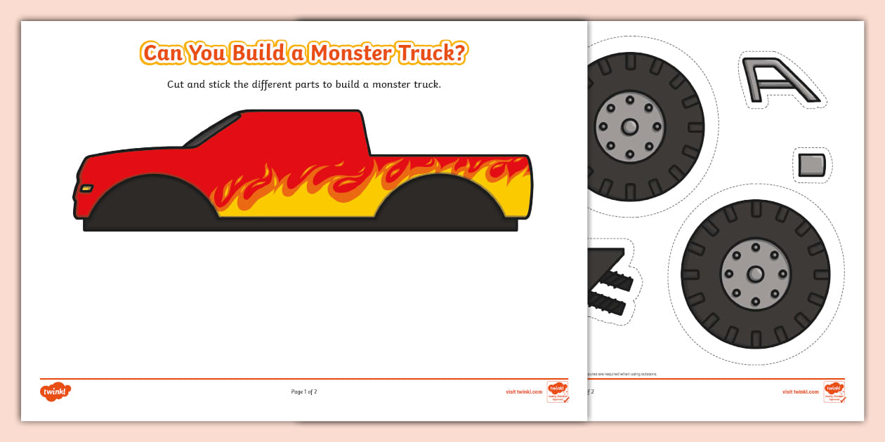 Can You Build a Monster Truck? Cutting Skills Activity