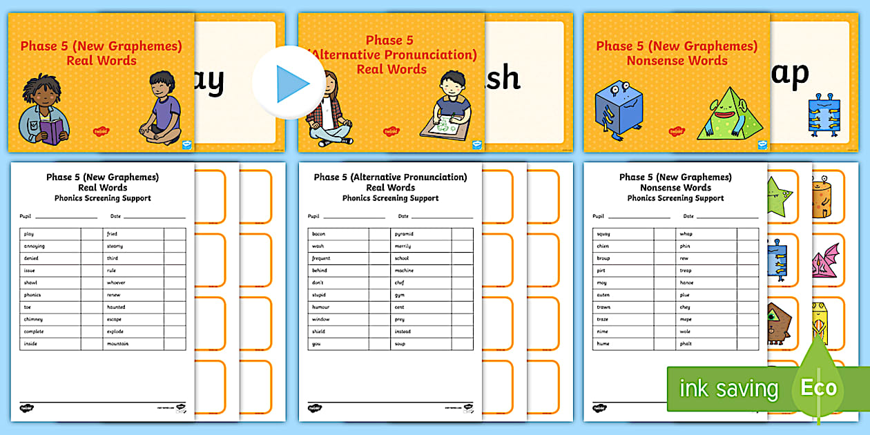 Phase 5 Phonics Screening Check Resources Support Pack