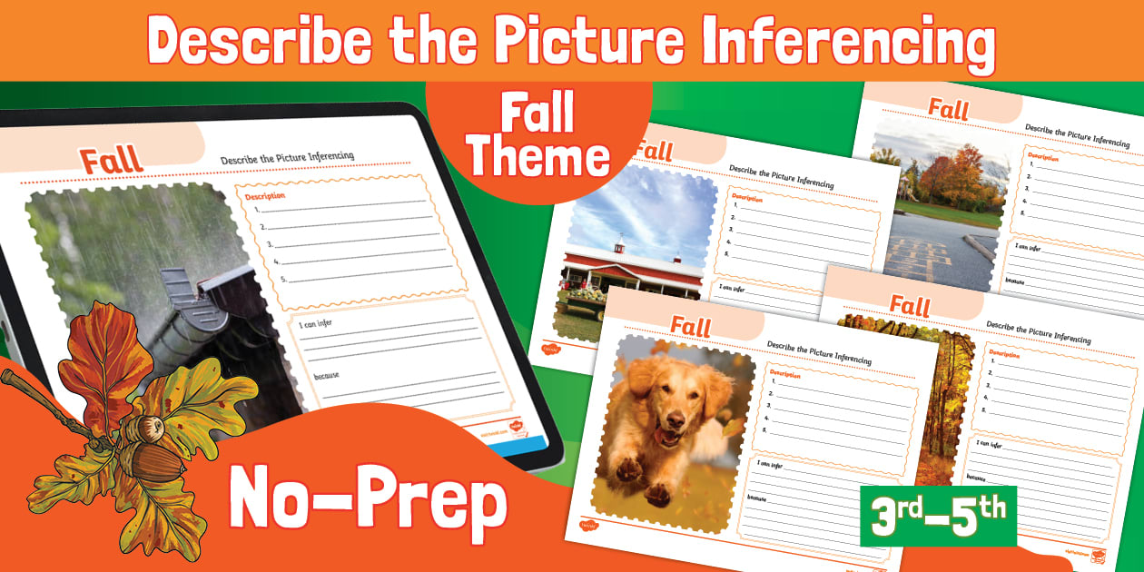 Fall Theme Describe the Picture Inference Worksheet - Twinkl