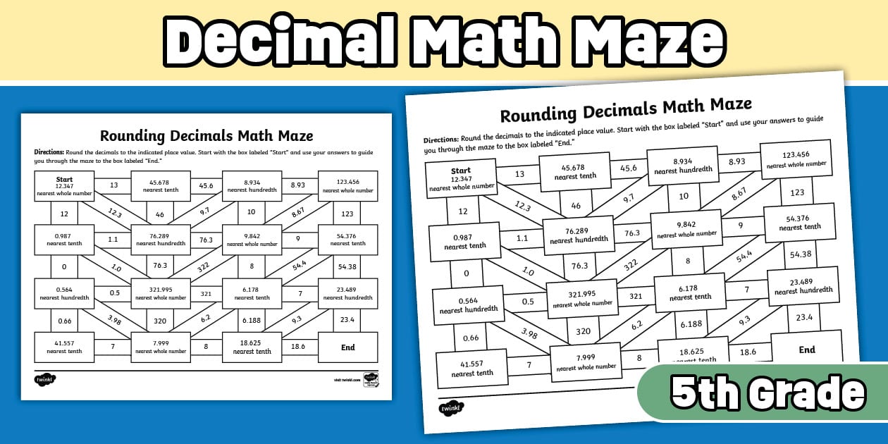 Fifth Grade Rounding Decimals Math Maze Activity