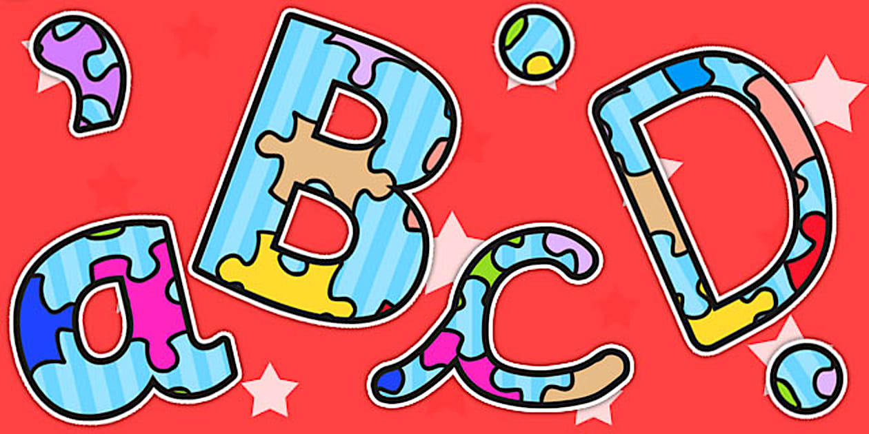Jigsaw Puzzle Themed Size Editable Display Lettering - letters