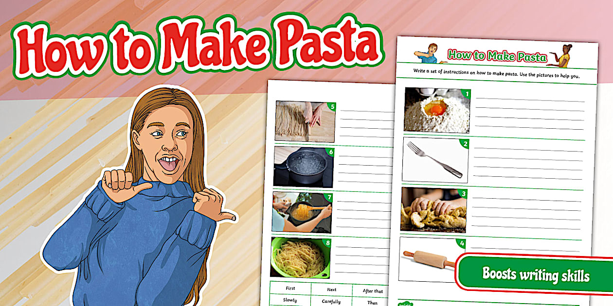 * NEW * How to Make Pasta Instruction Writing Template