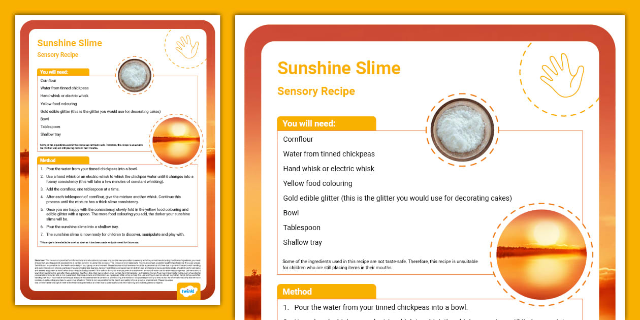 Sunshine Slime Sensory Recipe | Twinkl (Teacher-Made)