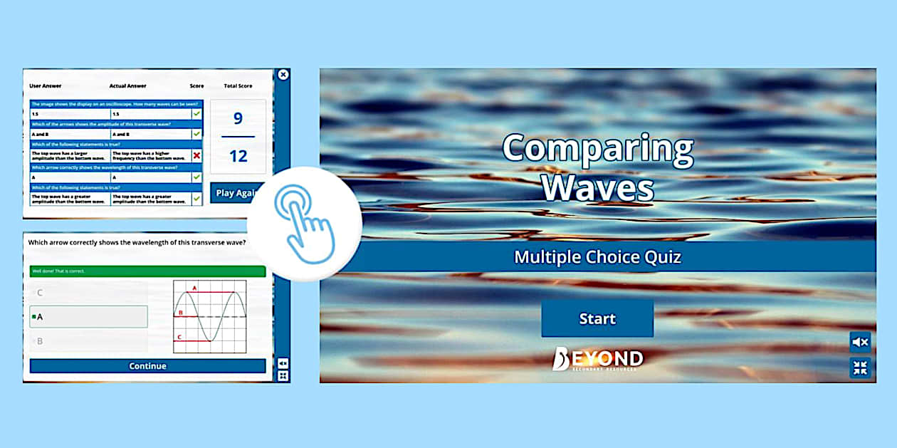 Comparing Waves Interactive Multiple Choice Quiz - Twinkl