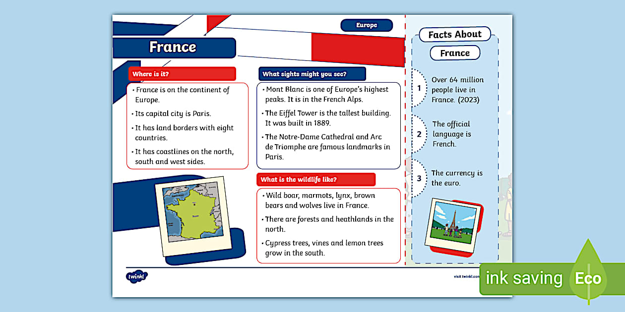 KS1 France Fact File (teacher made) - Twinkl