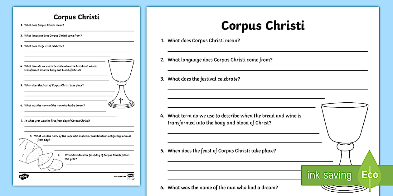 Corpus Christi Worksheet / Worksheets - Twinkl