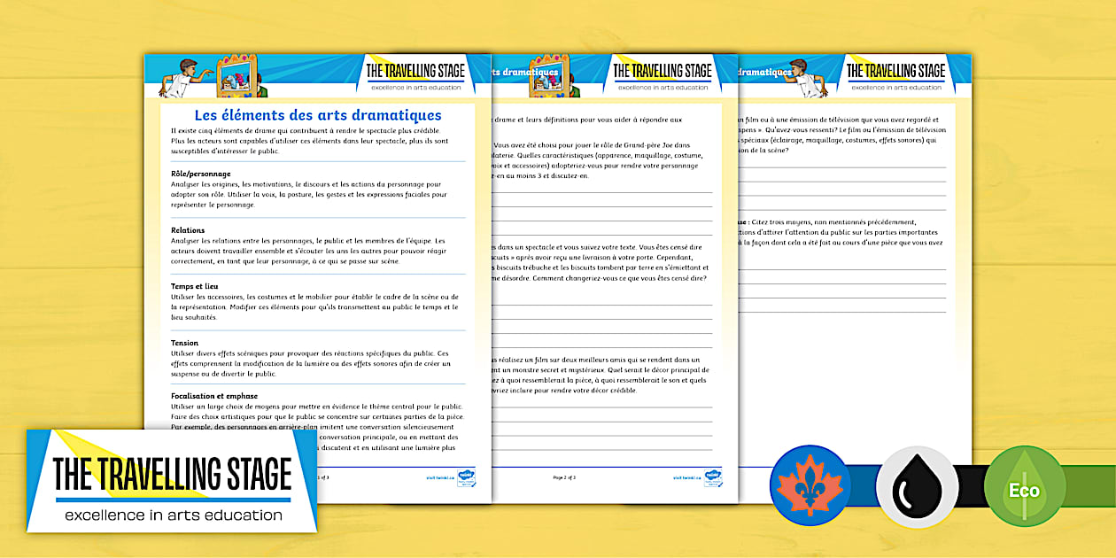 The Elements of Drama Intermediate Worksheet French