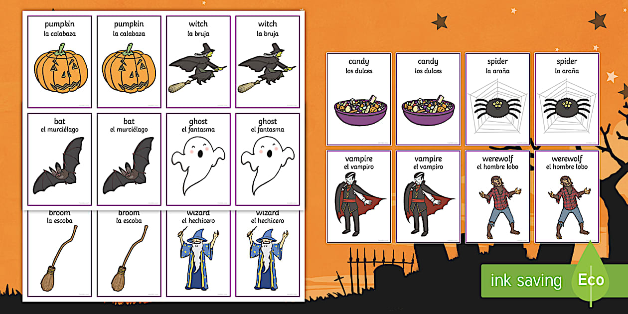 Halloween Matching Cards English/Spanish (Teacher-Made)