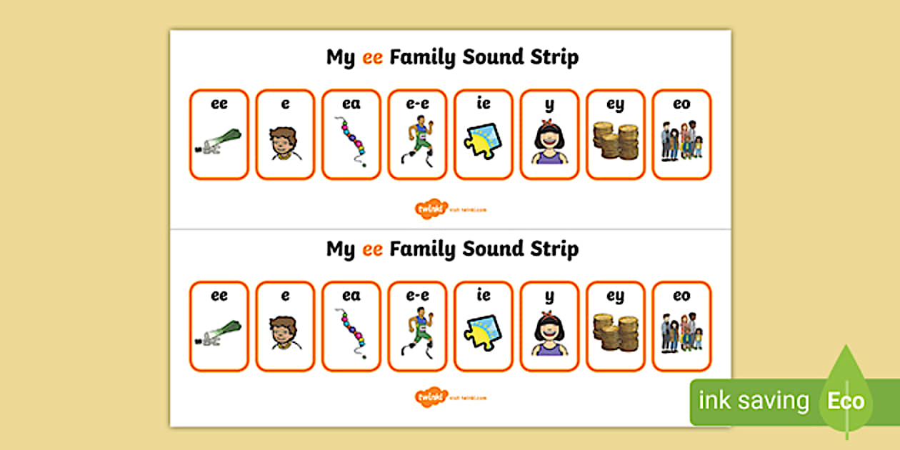 Cursive My EE Sound Family Strip (teacher made) - Twinkl