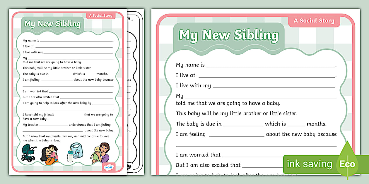 Social Situation Sheet New Sibling Primary - Twinkl