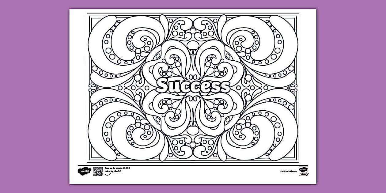Mindfulness Success Word Colouring Page (teacher made)
