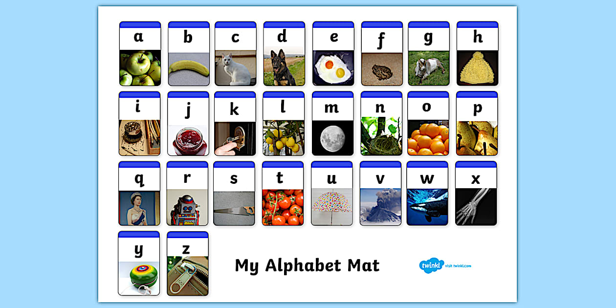 A-Z Photo Alphabet Mat- alphabet, alphabet mat, alphabet photos, photo mat,