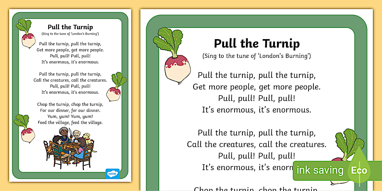 Black and White Pull the Turnip Song (teacher made) - Twinkl