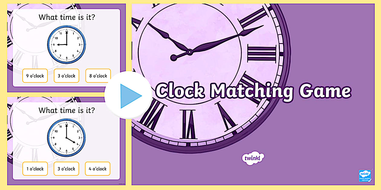 Clock Matching PowerPoint Version 1 Game - Twinkl