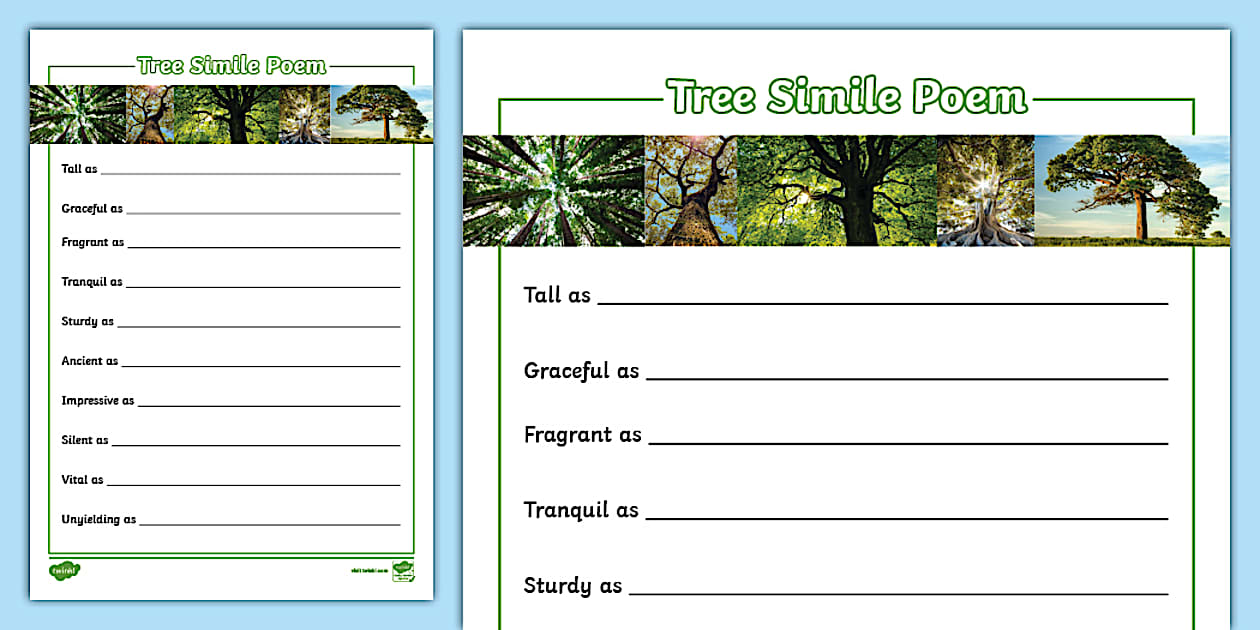 Tree Simile Poem Template (teacher made) - Twinkl