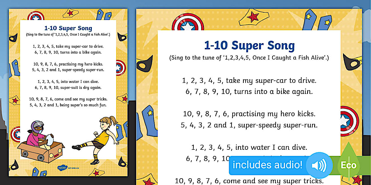 1-10 Superhero Song (teacher made) - Twinkl