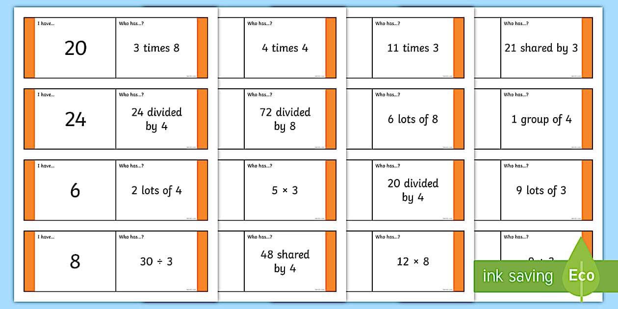 Black and White 3, 4 and 8 Times Tables Multiplication and Division ...
