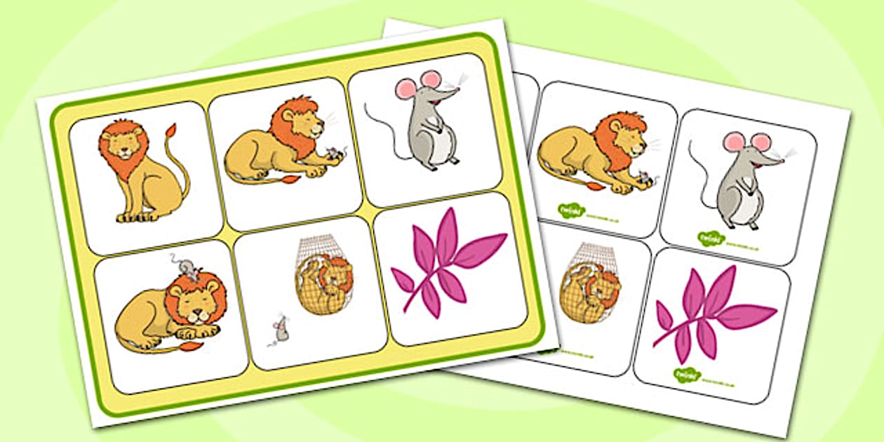 The Lion And The Mouse Matching Mat SEN - Twinkl