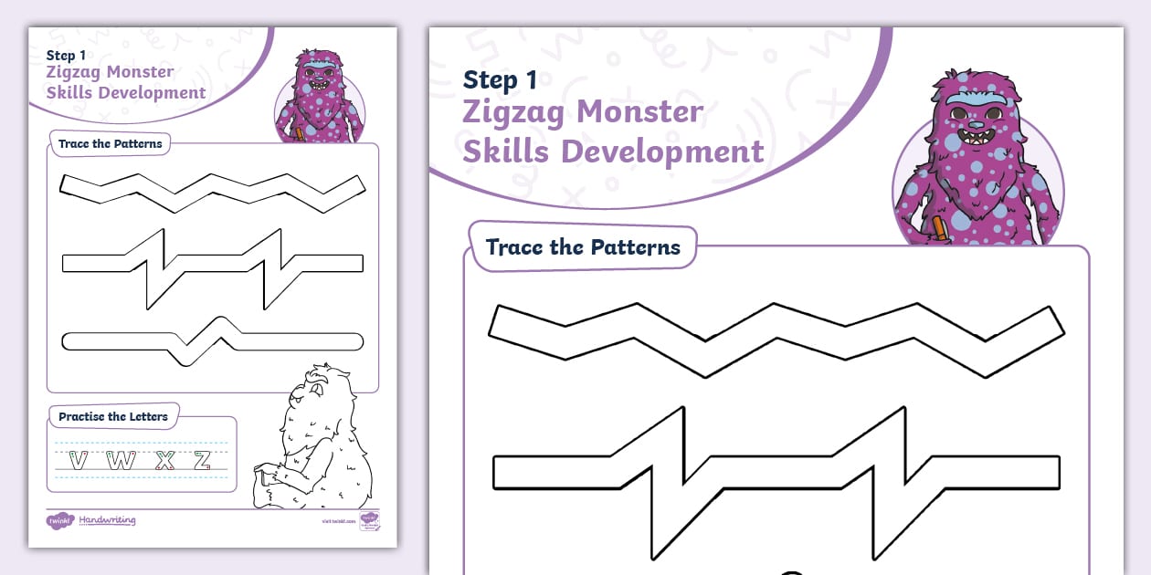 Handwriting Scheme: Step 1 Zigzag Monster Skills Development