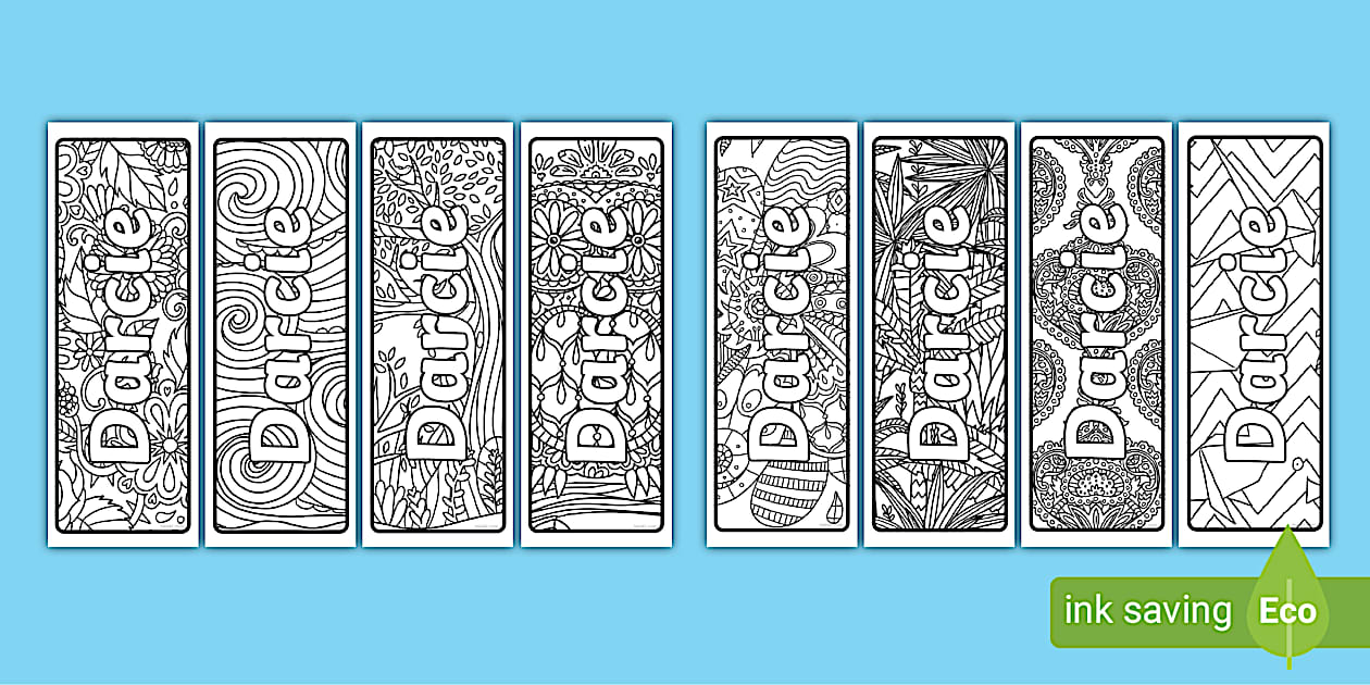 Darcie Mindfulness Name Colouring Bookmarks (teacher made)