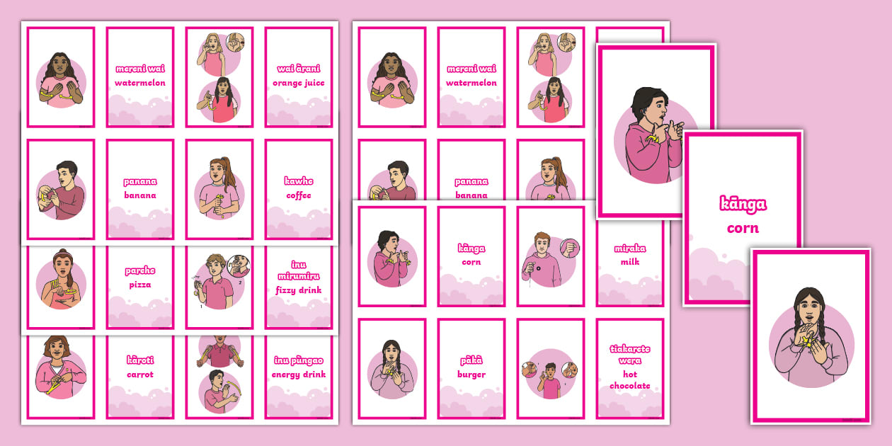 NZSL Food and Drink Card Match (Teacher-Made) - Twinkl