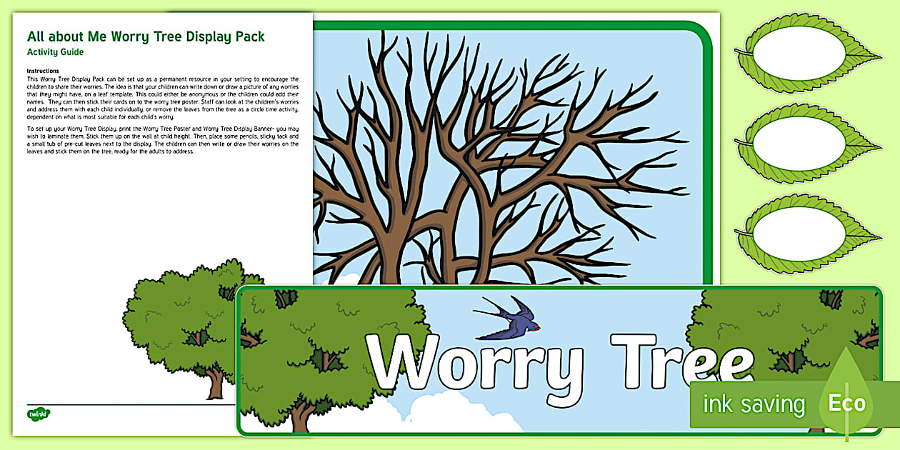 All About Me Worry Tree Display Pack (teacher made) - Twinkl