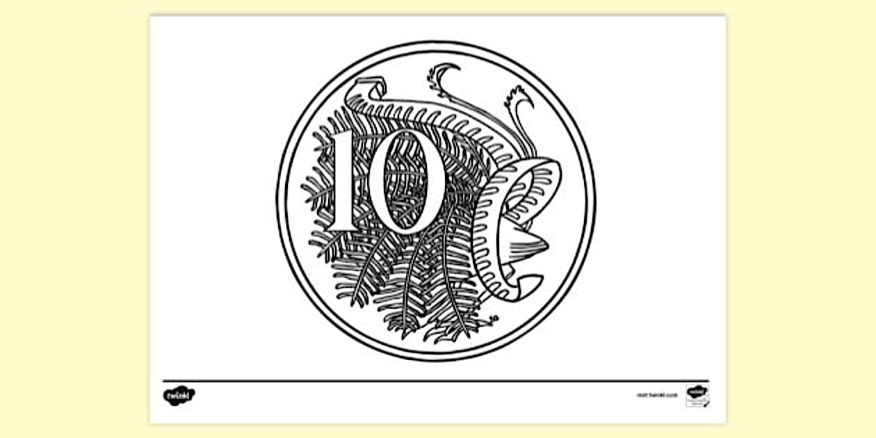 Australian Ten Cent Coin Colouring | Colouring Sheets