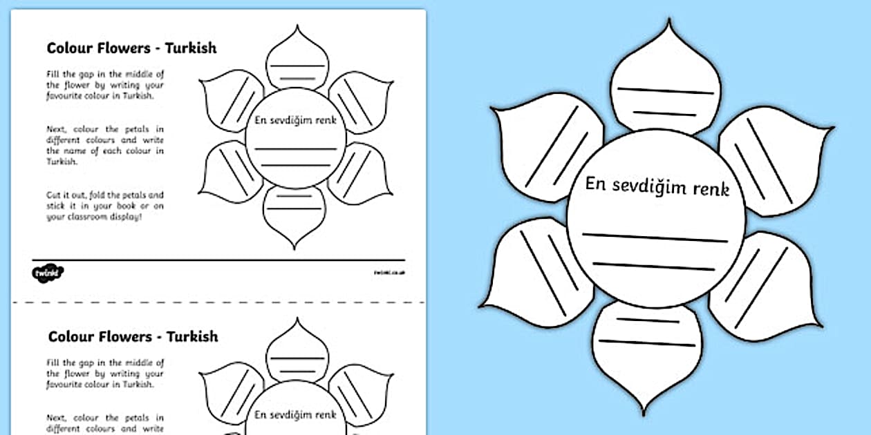 MFL Turkish Color Flowers Worksheet / Worksheet, worksheet