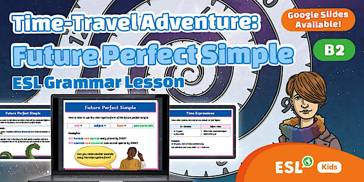 ESL Time-Travel Future Perfect Simple Lesson [Kids, B2]