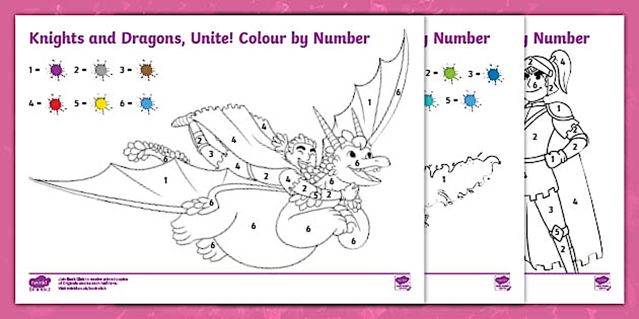 👉 Knights and Dragons, Unite! Colour by Numbers Activity