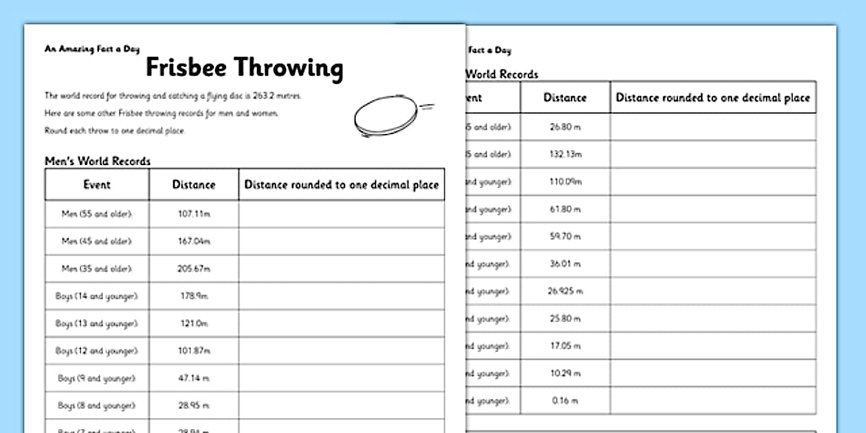 Editable Rounding Decimals Frisbee Throwing Worksheet