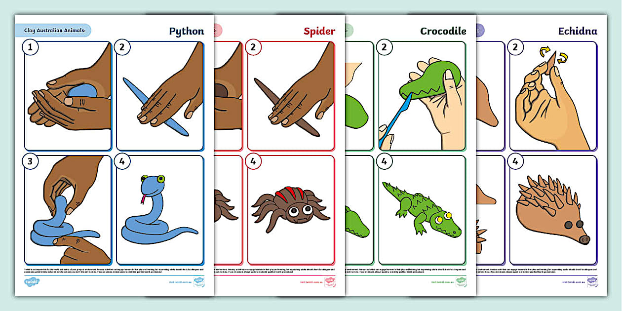 Making Clay Australian Animals Activity Cards