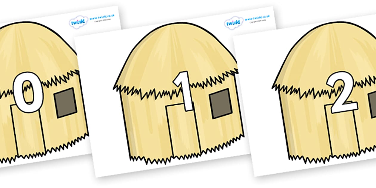 Numbers 0-50 on Straw houses (Teacher-Made) - Twinkl