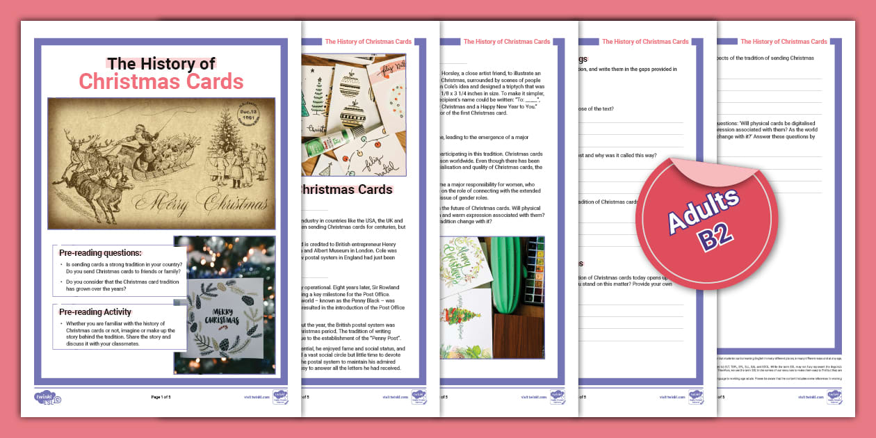 ESL The History of Christmas Cards [Adults, B2] - Twinkl