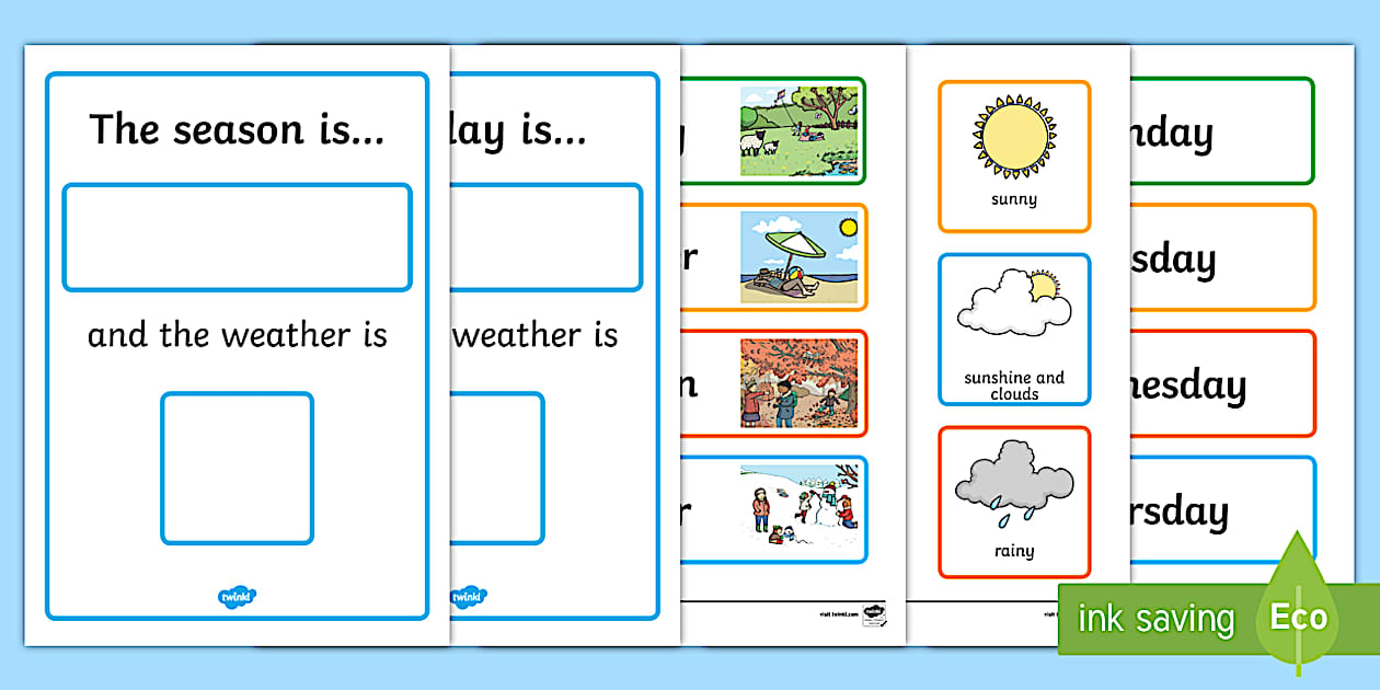 Day, Season and Weather Calendar - (teacher made) - Twinkl
