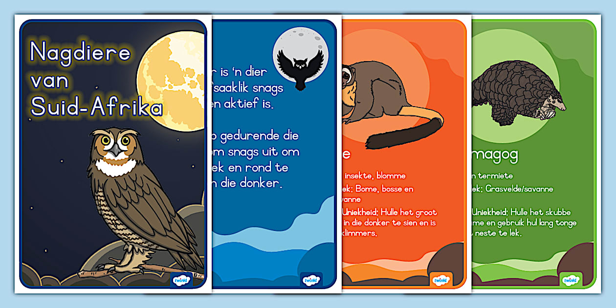 Nagdiere van Suid-Afrika. Plakkate