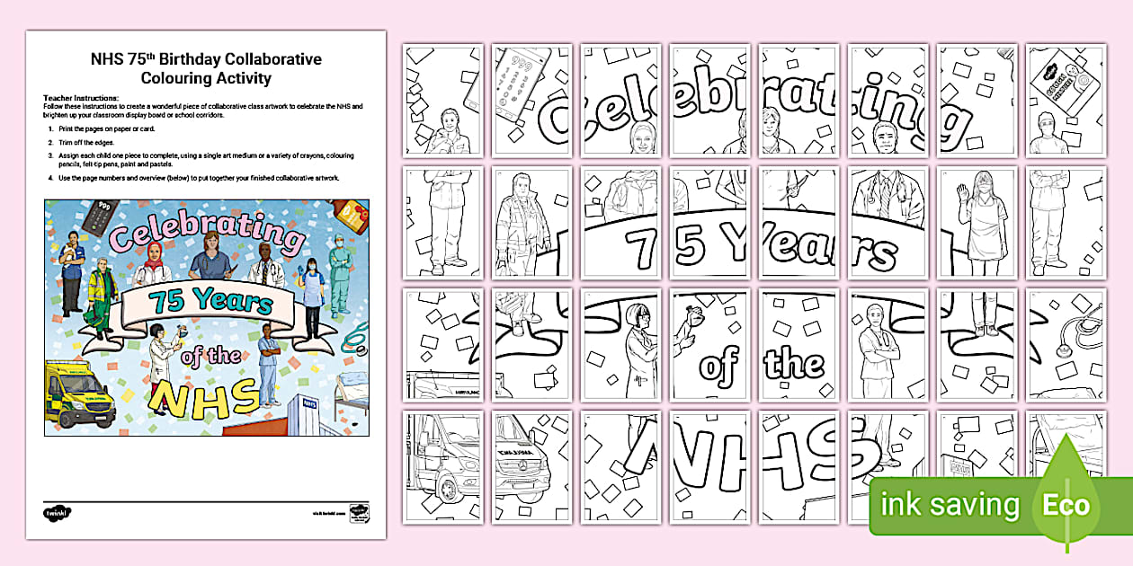 NHS 75th Birthday Collaborative Colouring Activity - Twinkl